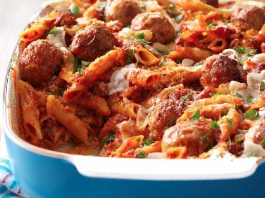 Three-Cheese Meatball Penne
