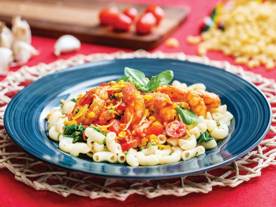 Spicy prawn and corn Elbow Pasta